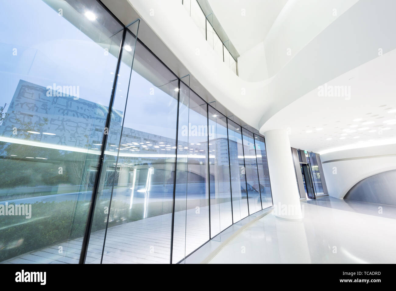 futuristic modern office building interior in urban city Stock Photo ...