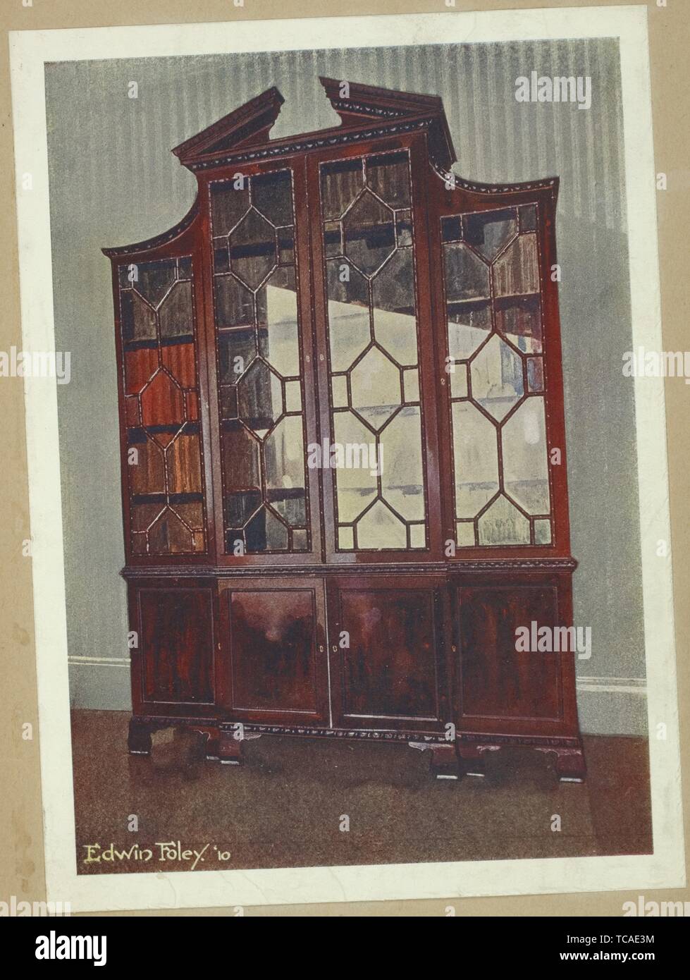 Carved Chippendale library bookcase. Property of Dr. Burghard, Harley ...