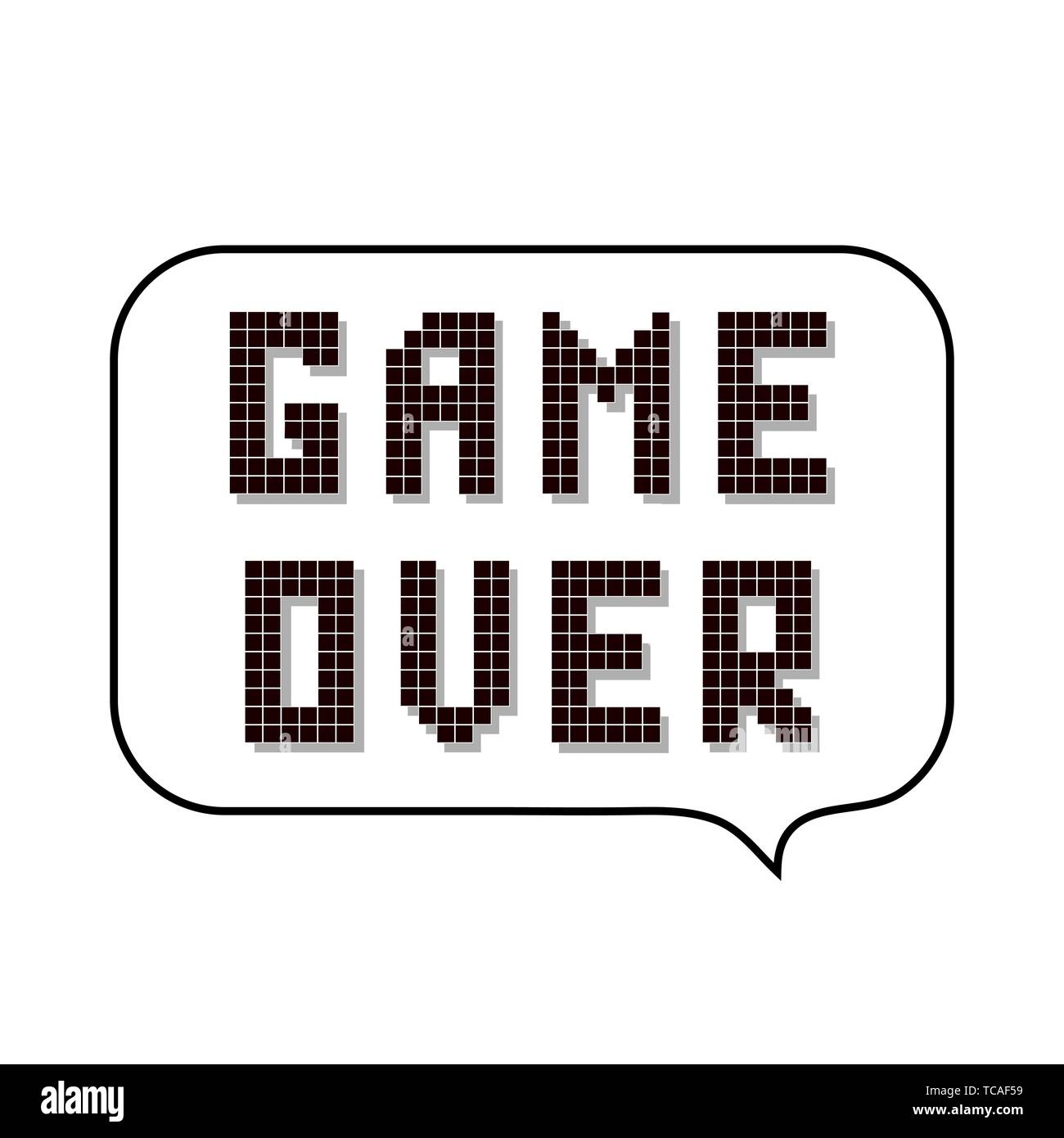 Retro Pixel Game Over Sign with Speech Bubble. Gaming Concept. Video ...