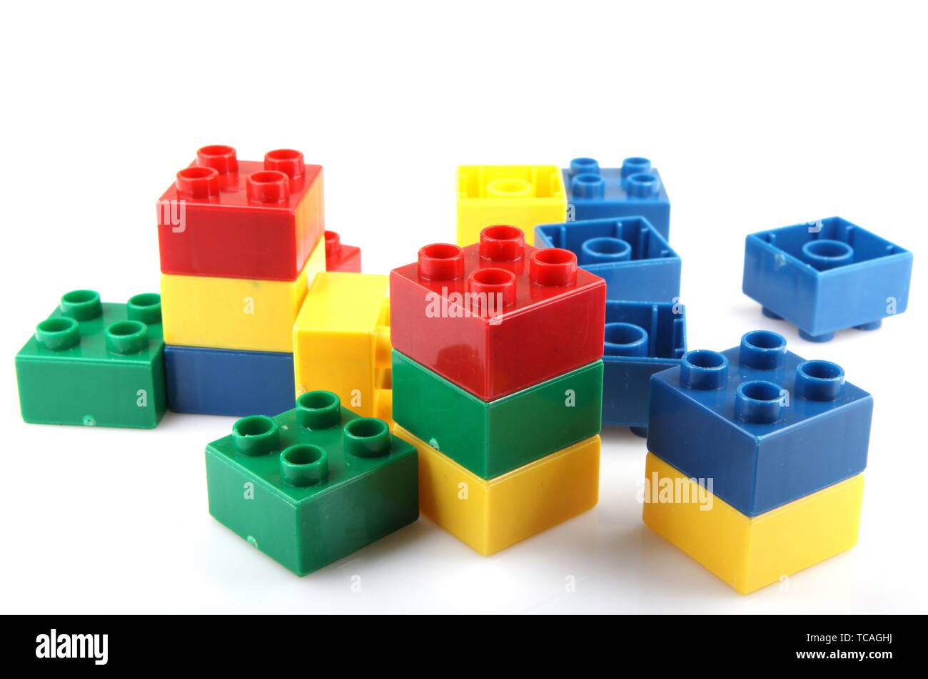 Building Blocks Isolated On White Stock Photo - Alamy