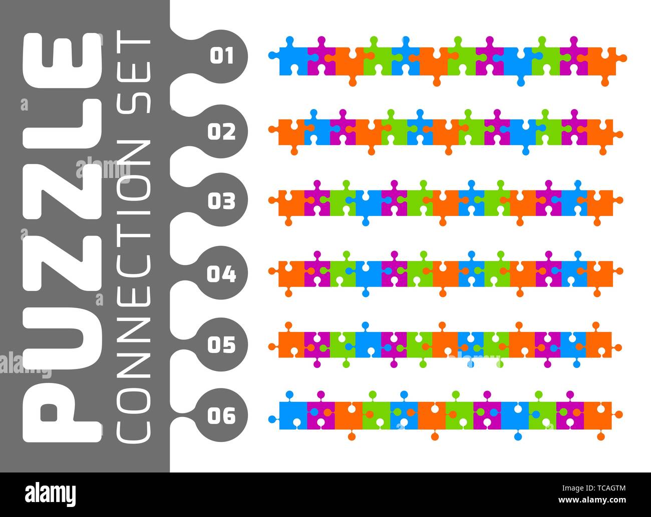 Puzzle connection set. Vector illustration on white background Stock ...