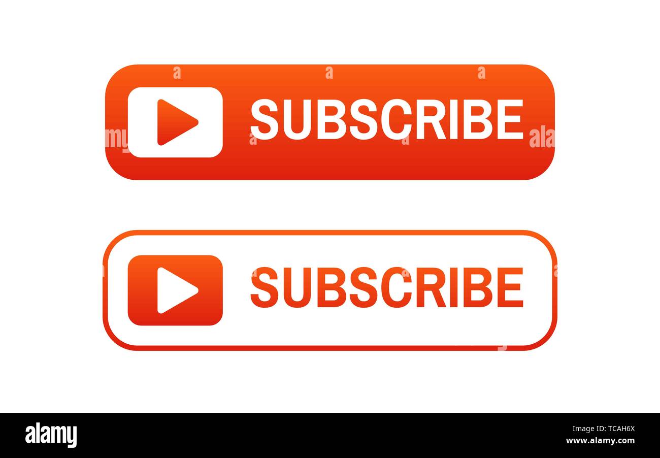 Subscribe icons set. Video channel button. Red color element. Business ...