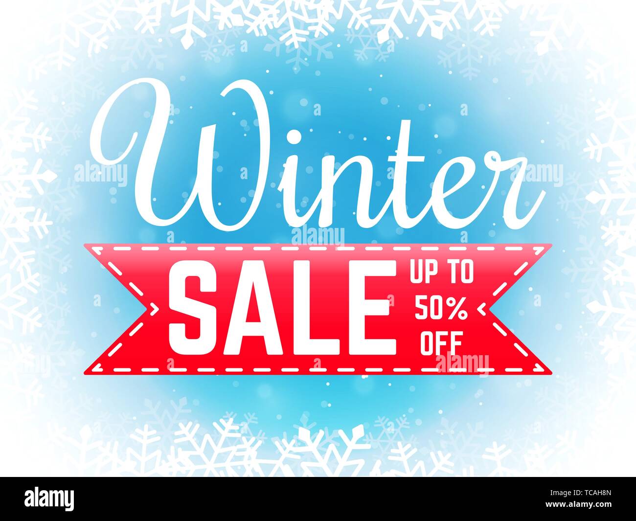 Winter sale banner with snowflakes. Special offer poster. Christmas ...