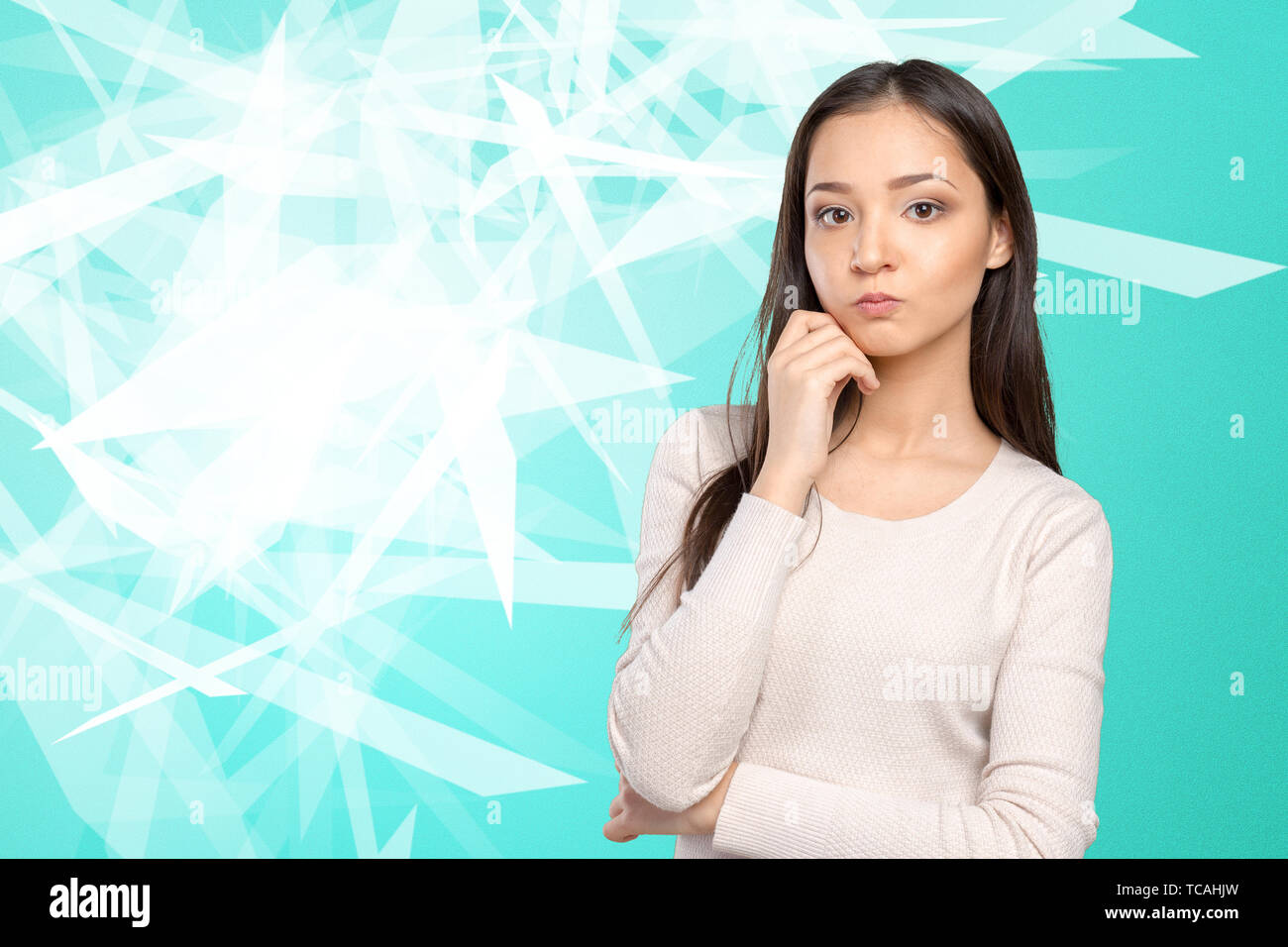 Asian woman thinking Stock Photo - Alamy