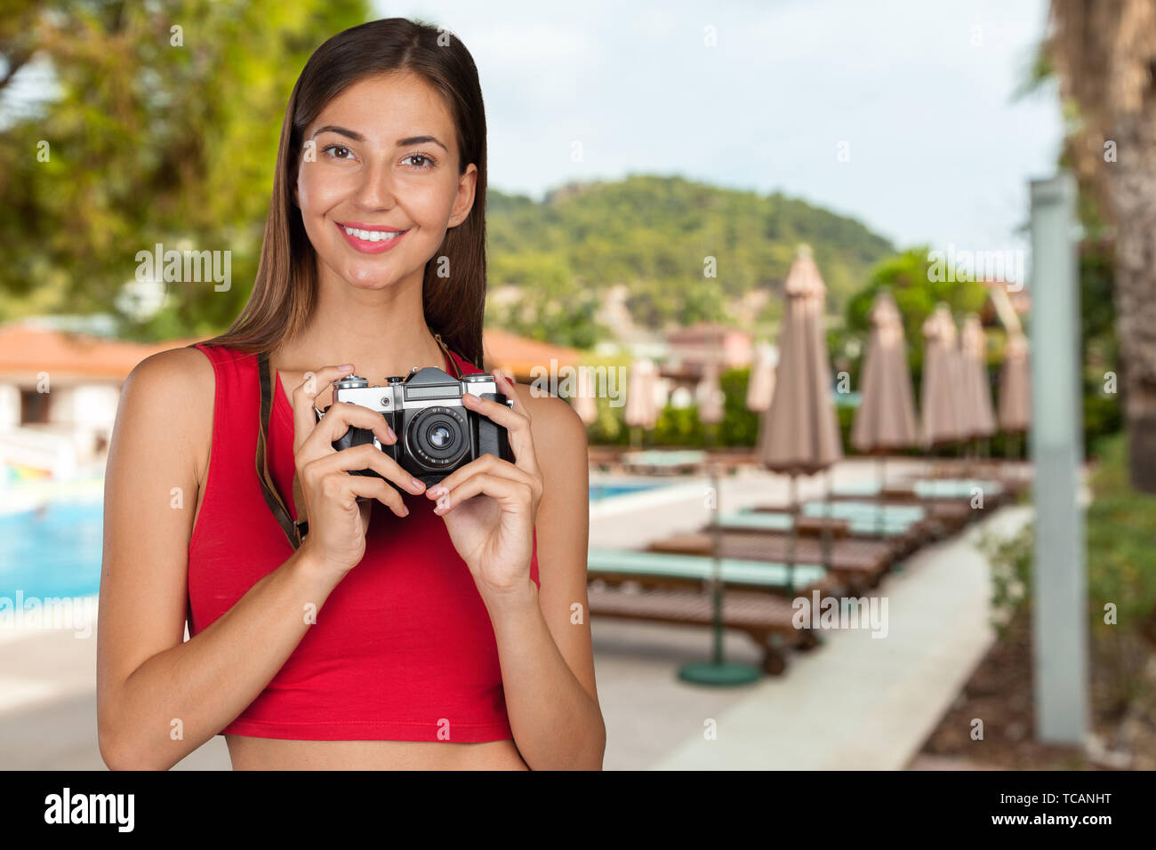 Girl with a Camera Stock Photo - Alamy