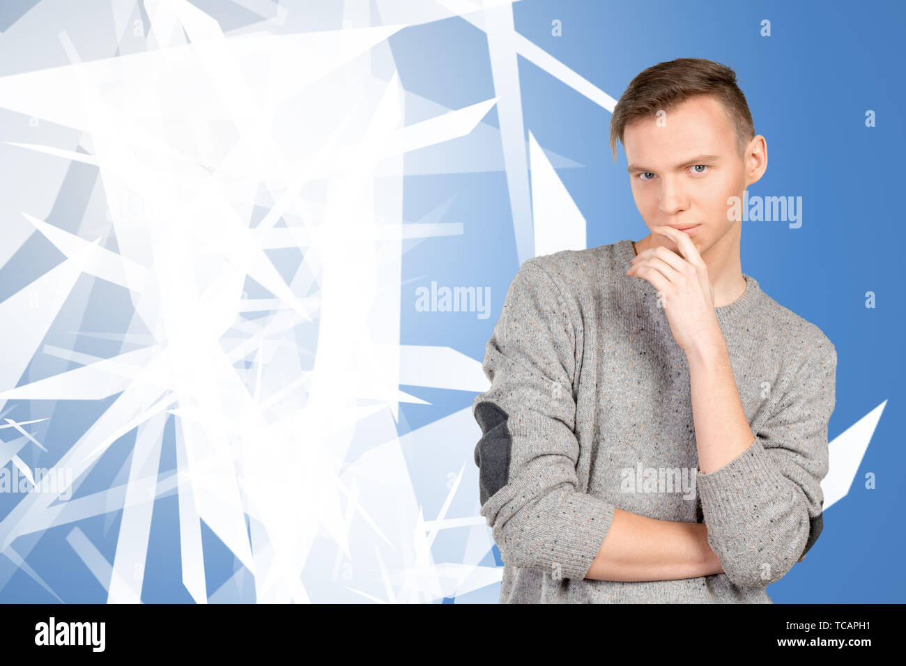 Portrait of handsome young thoughtful man Stock Photo - Alamy