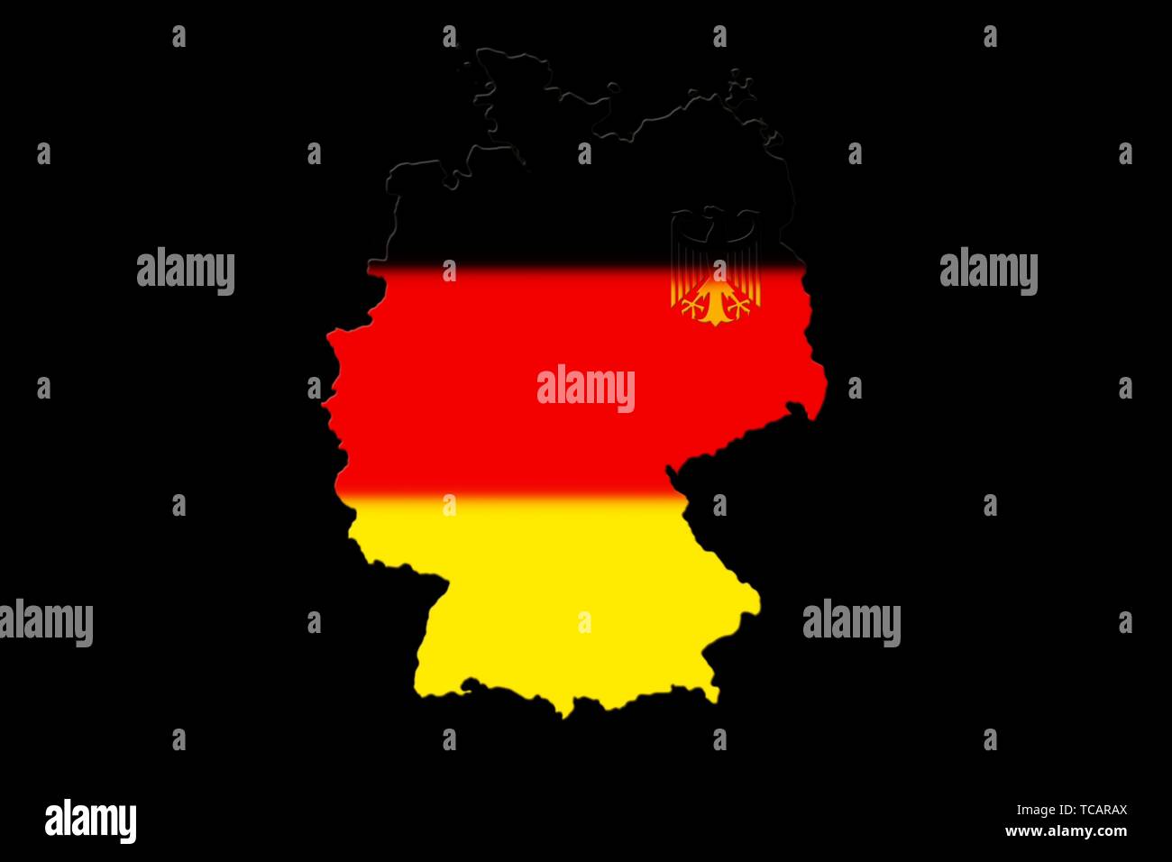 Map of Germany with national flag isolated on Black background With ...