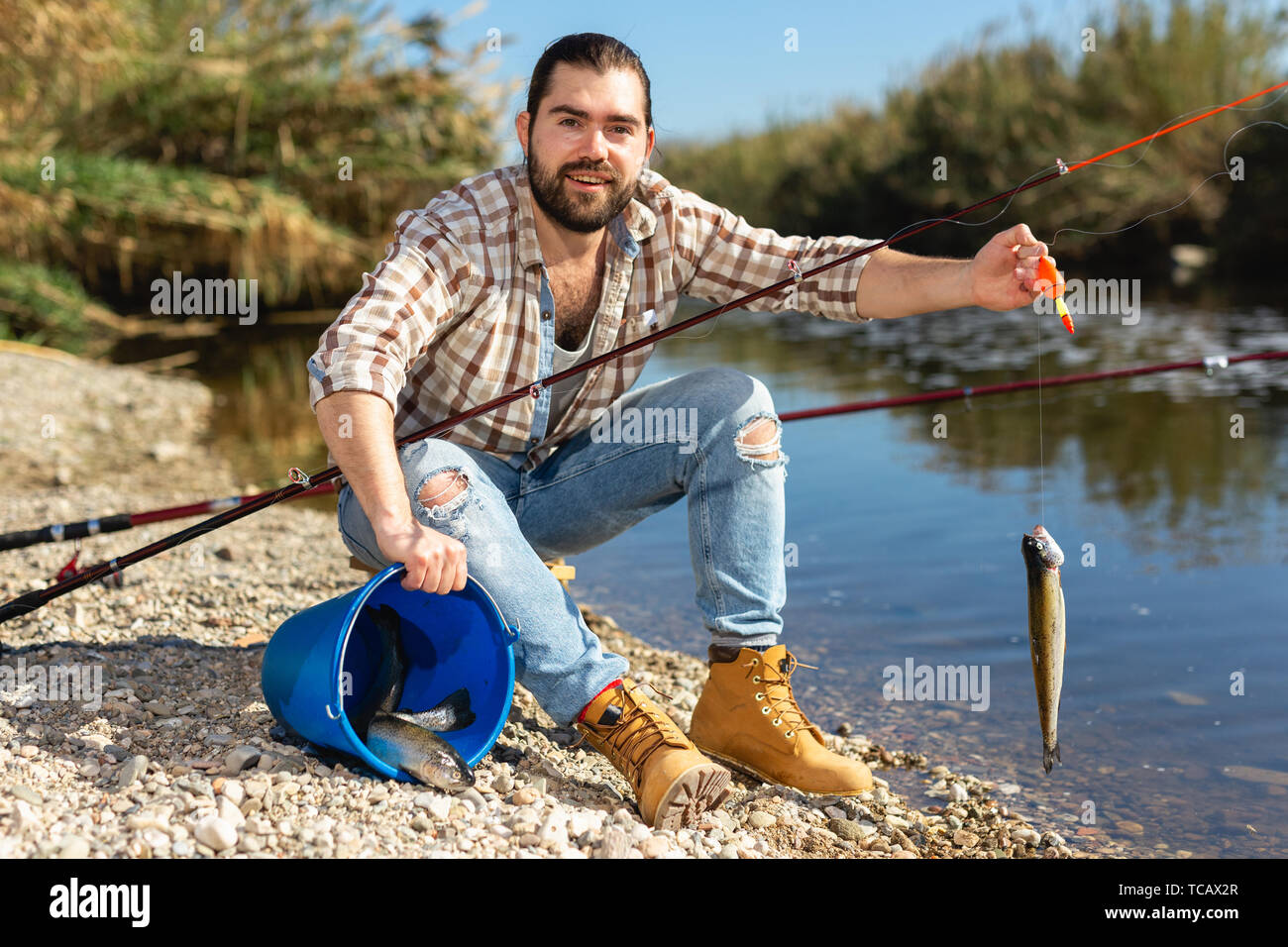 Caucasian bearded man in fishing hi-res stock photography and images ...