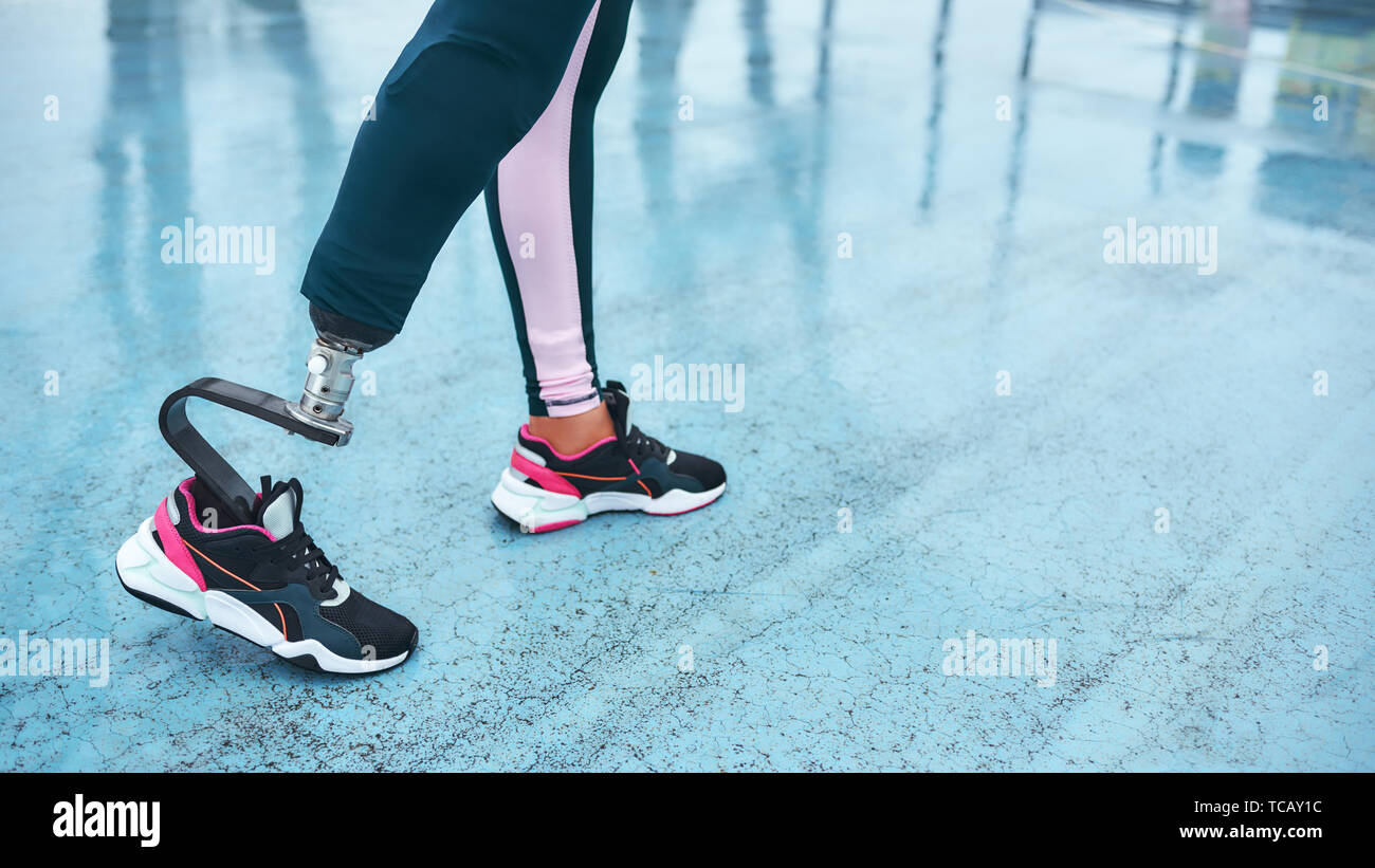 Wake up and workout. Cropped image of disabled athlete woman with ...