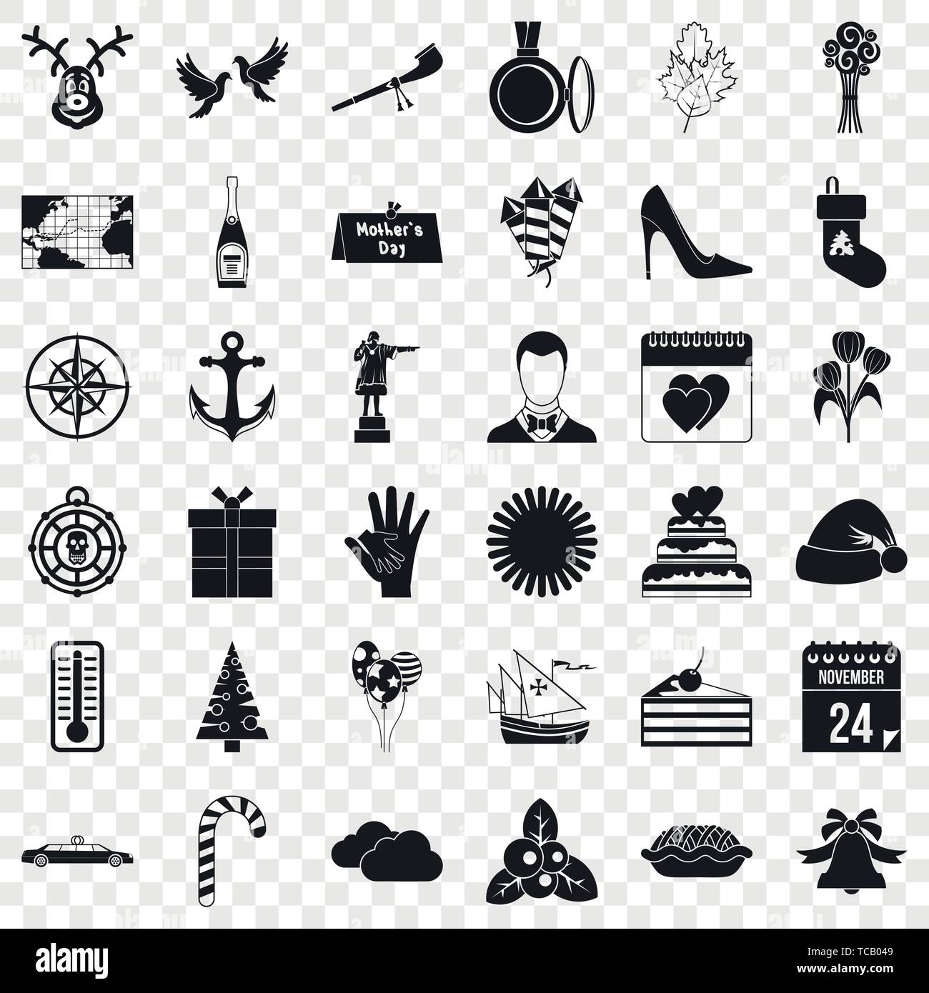 Festive day icons set, simle style Stock Vector Image & Art - Alamy