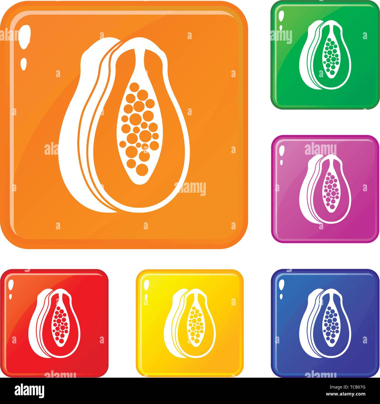 Papaya icons set vector color Stock Vector Image & Art - Alamy
