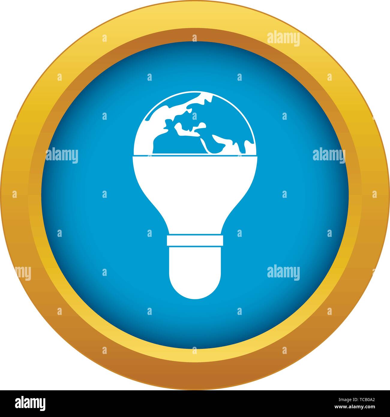 Light bulb and planet Earth icon blue vector isolated Stock Vector ...