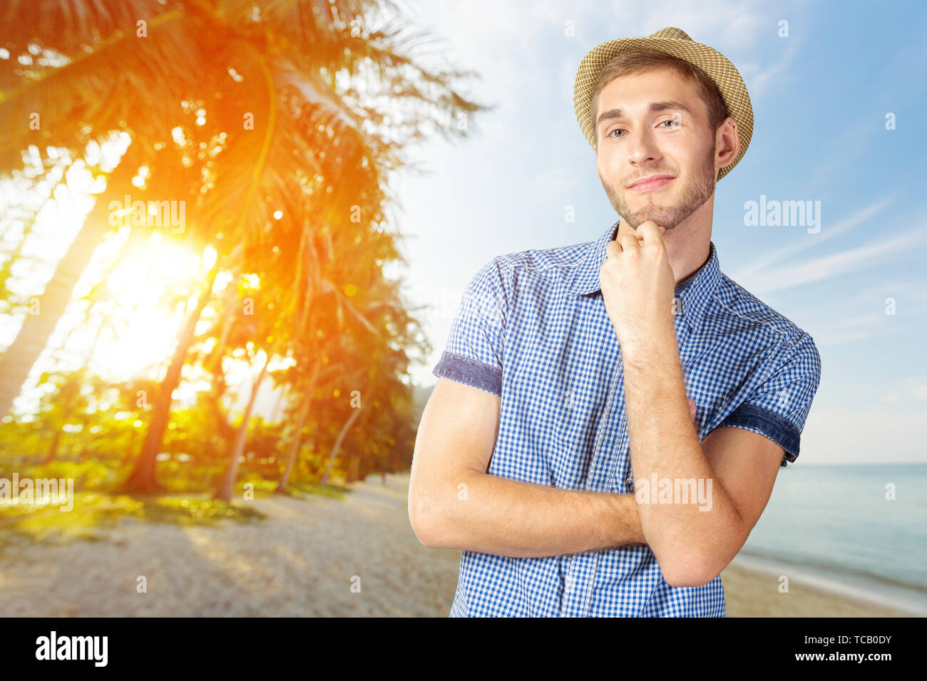 Portrait of handsome young thoughtful man Stock Photo - Alamy