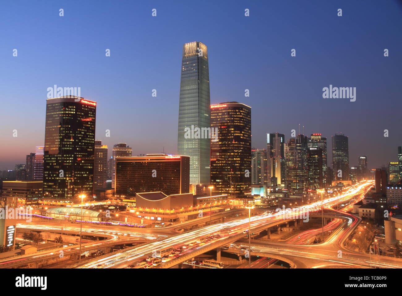 Beijing CBD Night Scene Stock Photo - Alamy