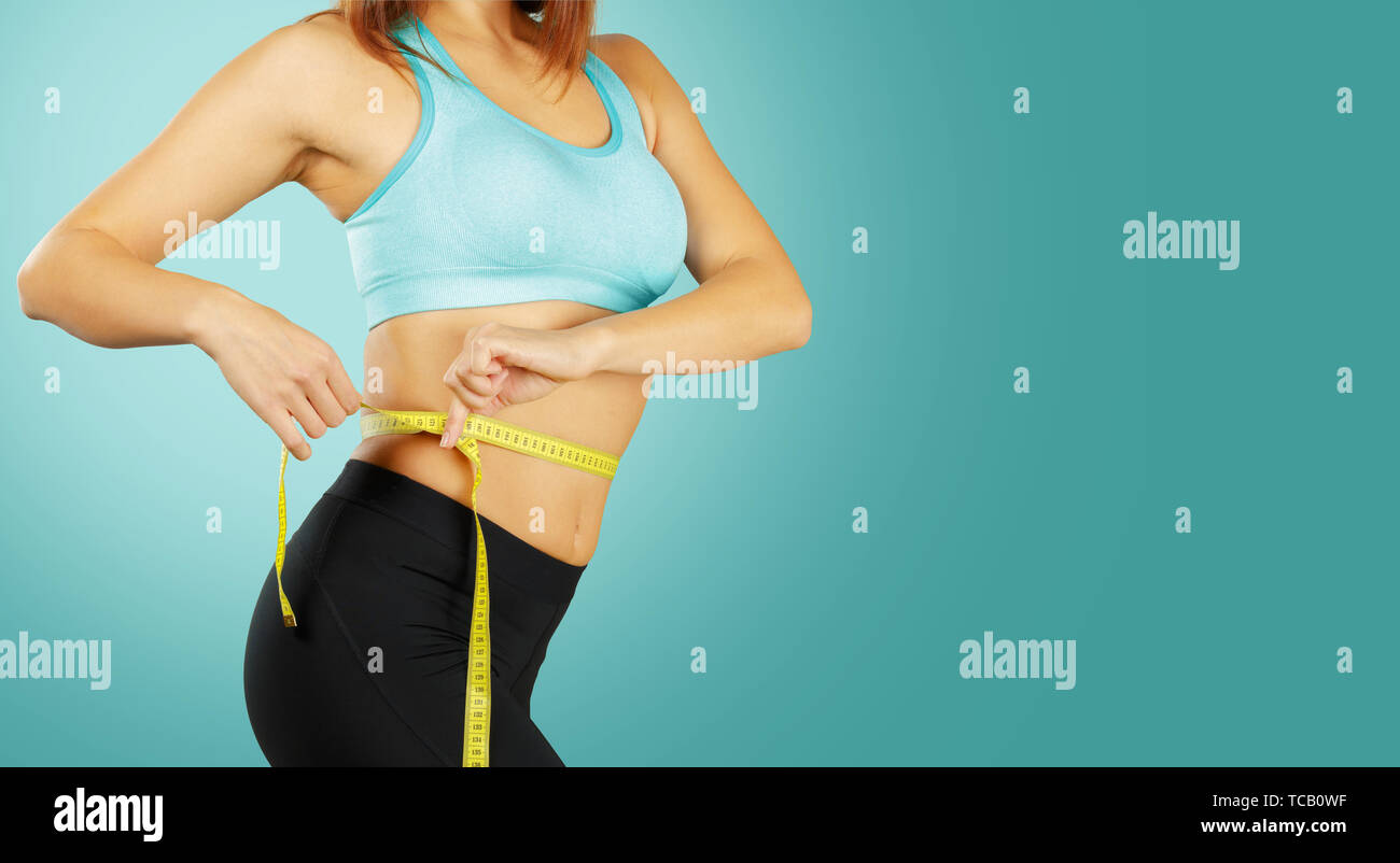 Close up of fit woman's torso. Female with perfect abdomen muscles ...