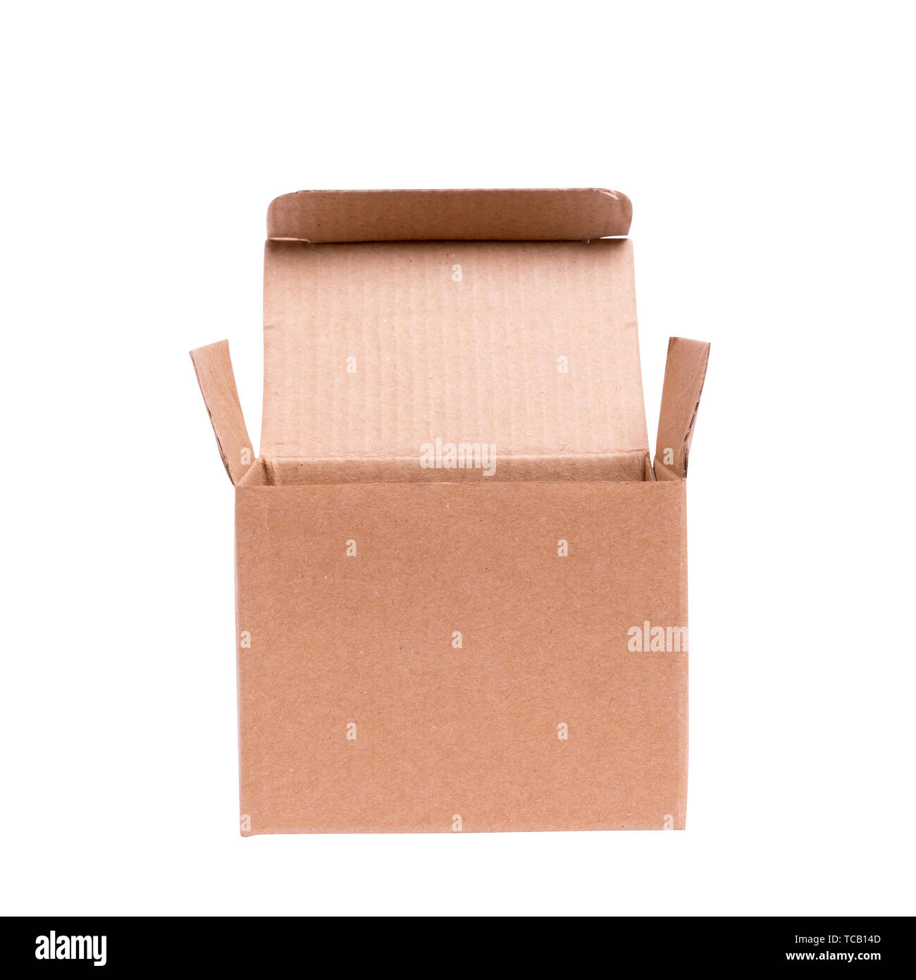 opened cardboard box on a white background Stock Photo - Alamy