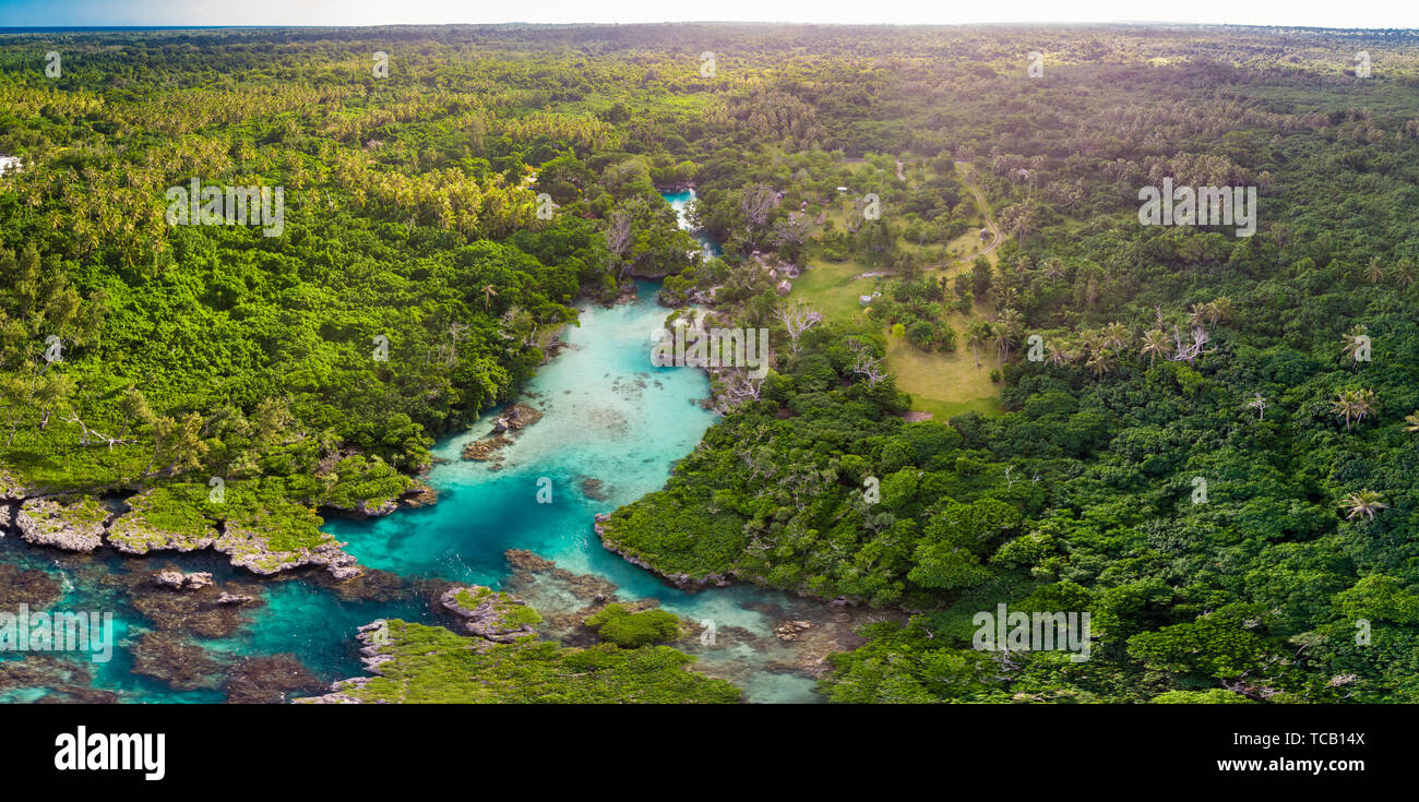 Drone view of The Blue Lagoon, Port Vila, Efate, Vanuatu - famous ...