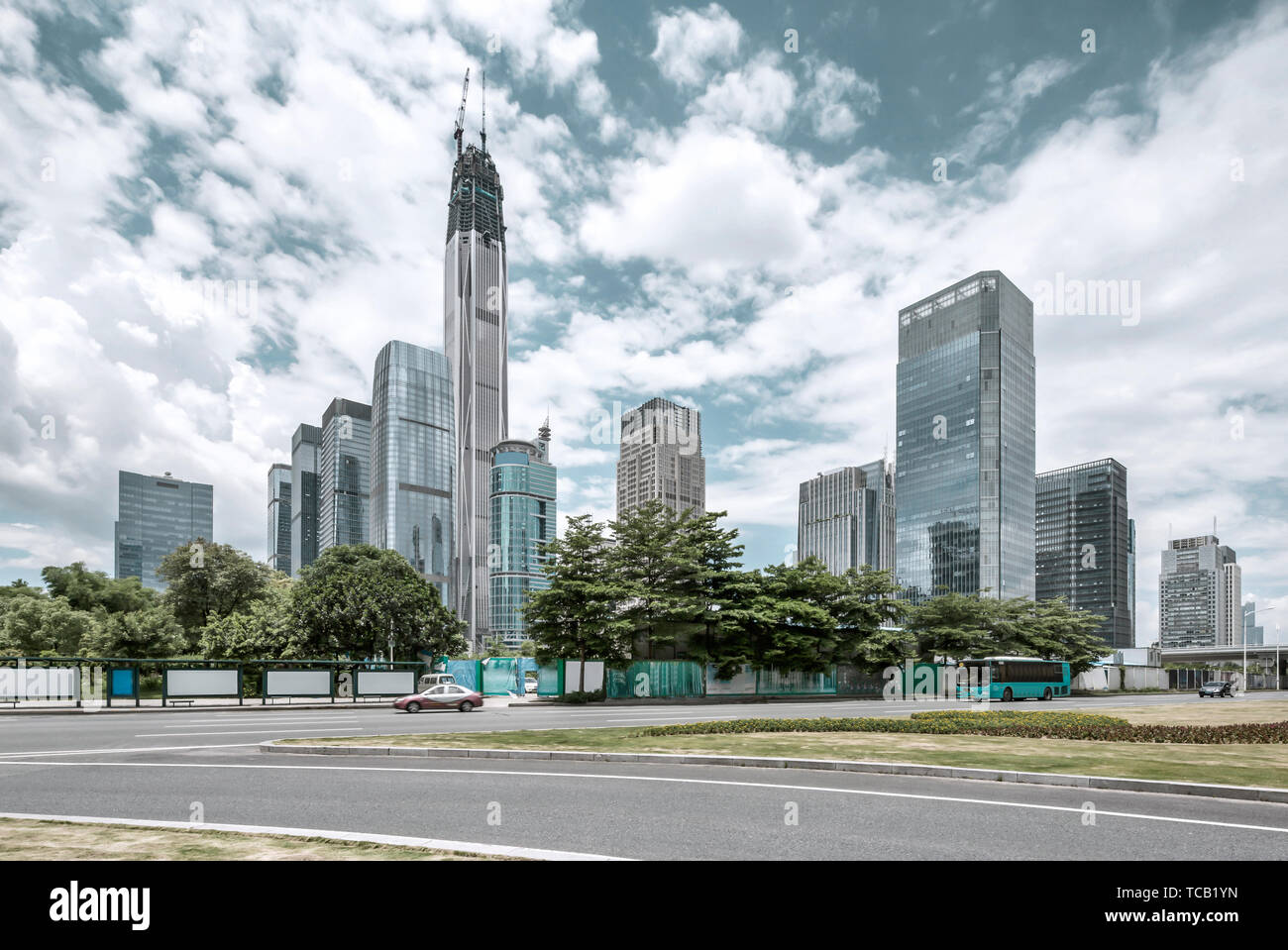 Modern city street and skyscrapers Stock Photo - Alamy