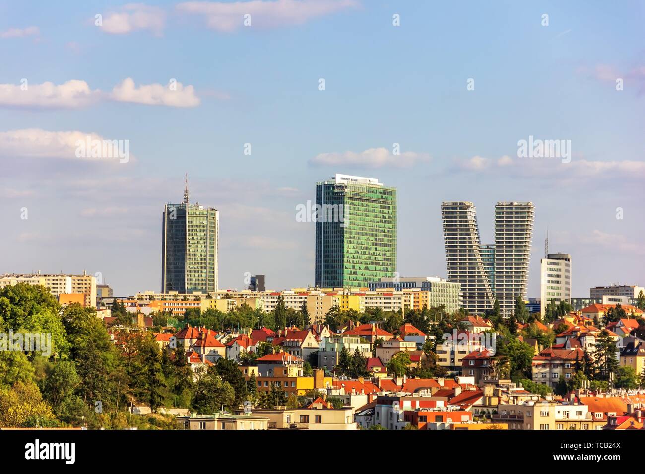Prague skyline with skyscrapers and oild buildings Stock Photo - Alamy