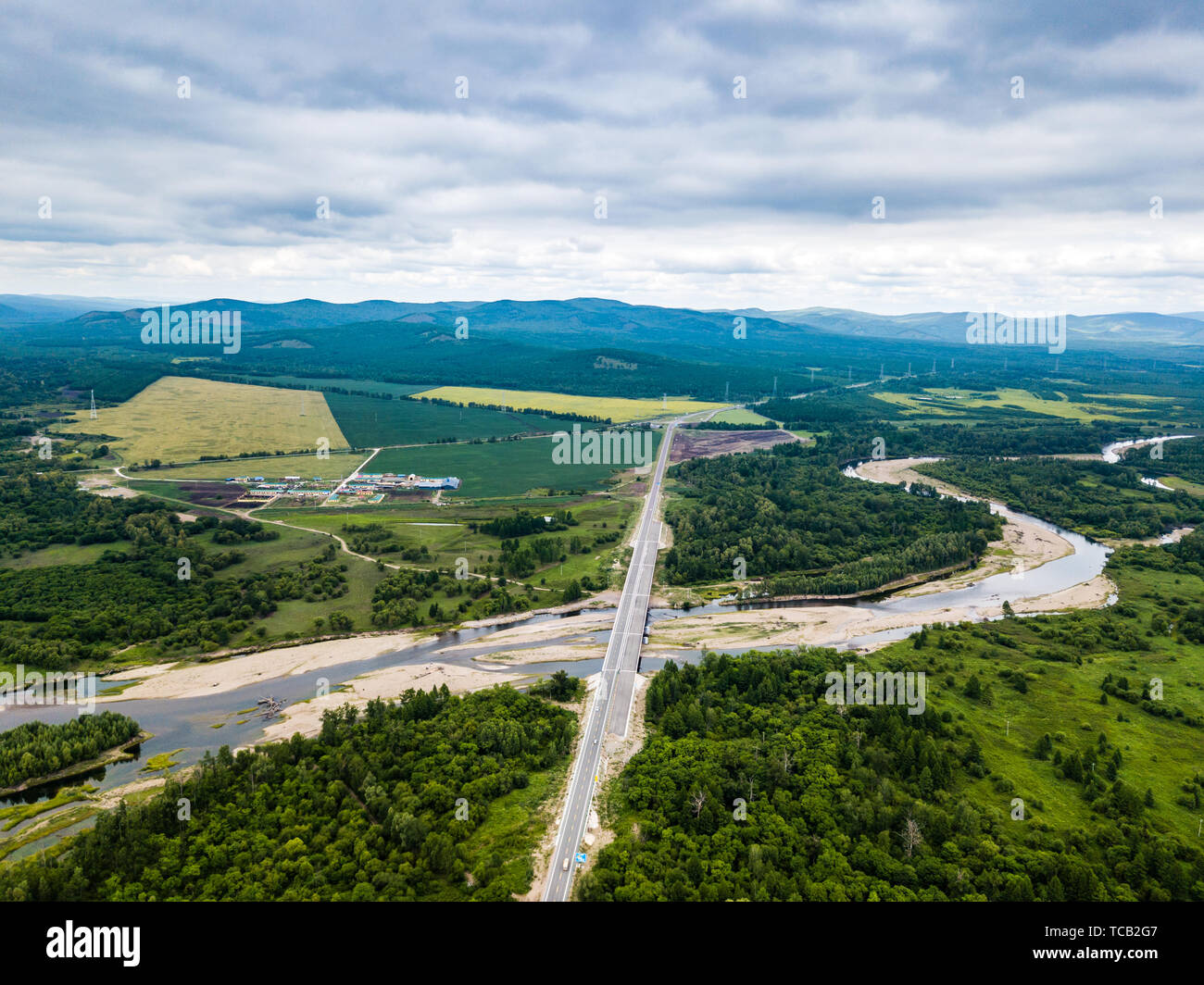 Aerial photography of beautiful scenery along the way in Hulunbuir ...