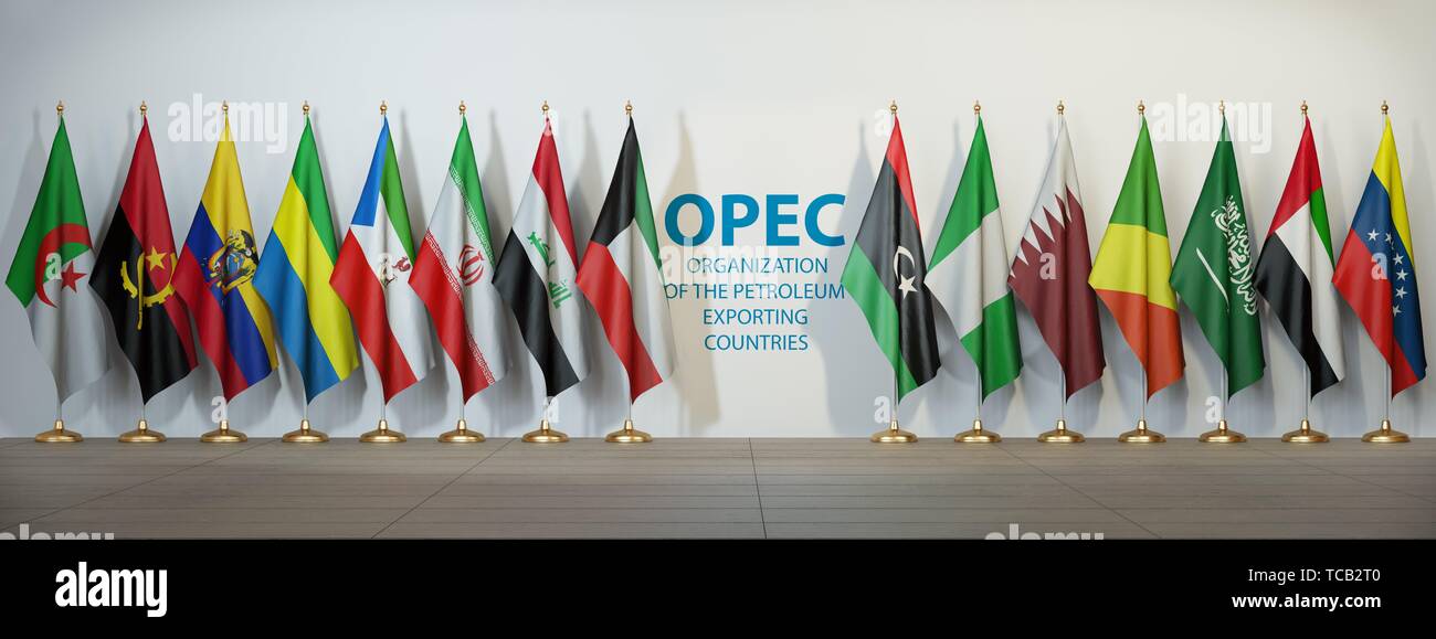 OPEC. Symbol and flags of OPEC countries. 3d illustration Stock Photo ...