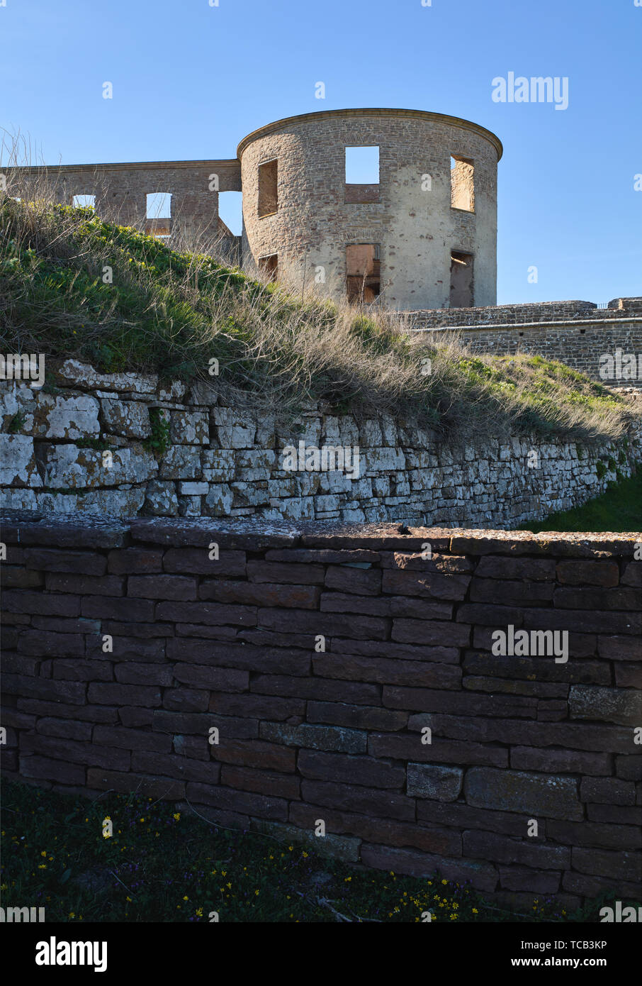 Stone walls and Borgholm Castle ruin near Borgholm, Öland, Sweden Stock ...
