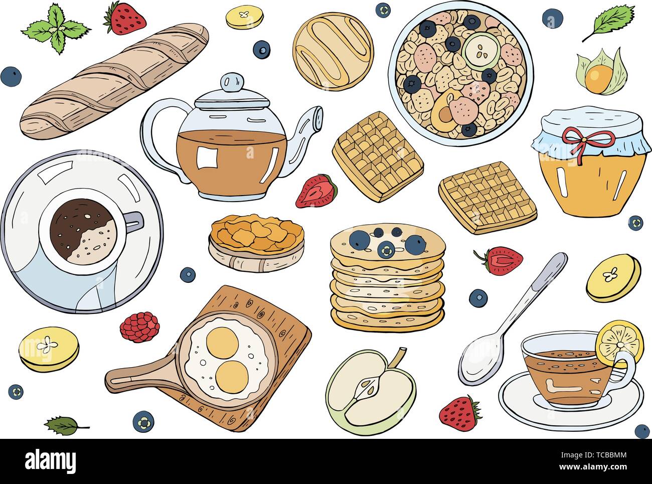 Breakfast croissant black coffee Stock Vector Images - Alamy