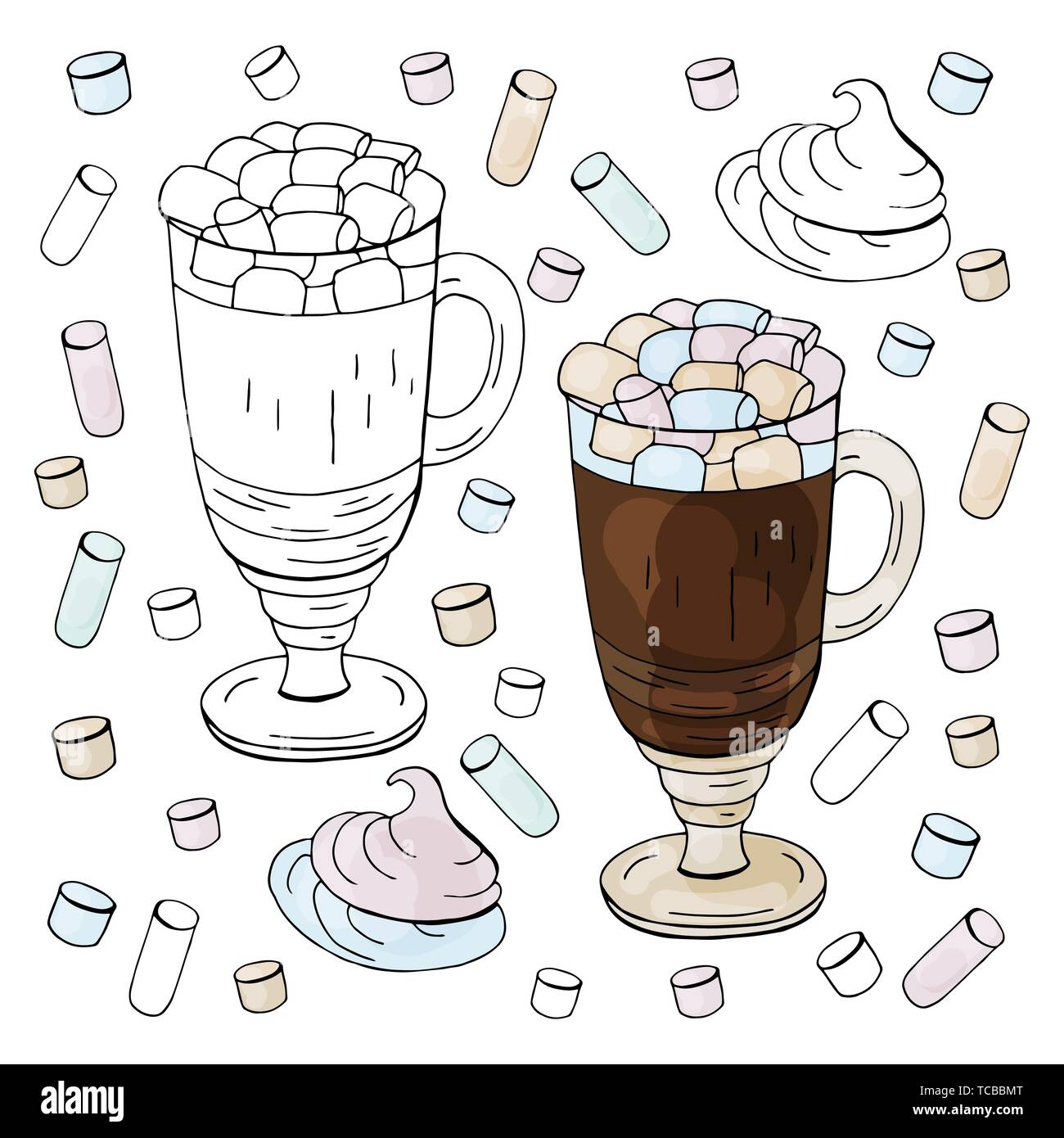 Tasty marshmallow on color Stock Vector Images - Alamy