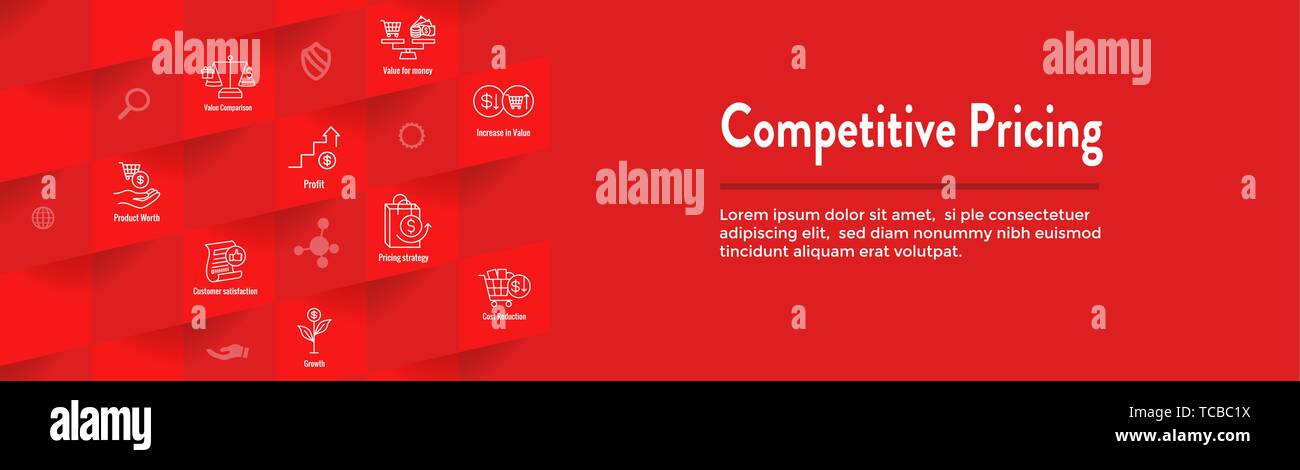 Competitive Pricing Icon Set w Growth, Profitability, and Worth Stock ...