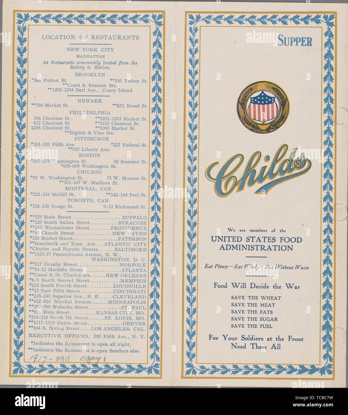 Buttolph collection of menus hi-res stock photography and images - Alamy