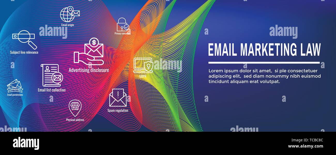 Email Marketing Rules & Regulations Icon Set and Web Header Banner ...