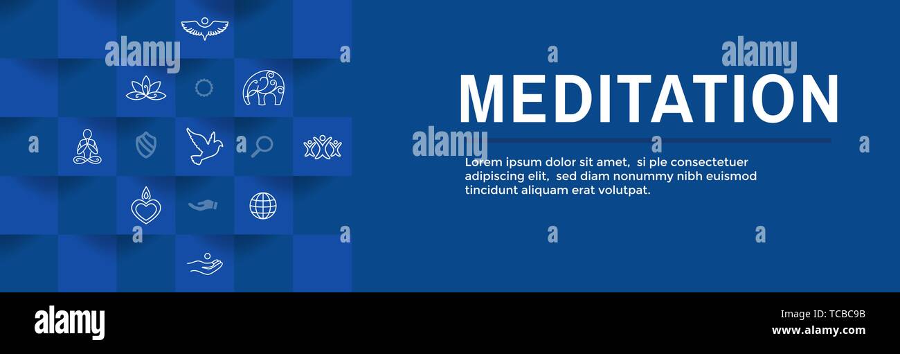 Meditation Icon Set with Web Header Banner Stock Vector Image & Art - Alamy