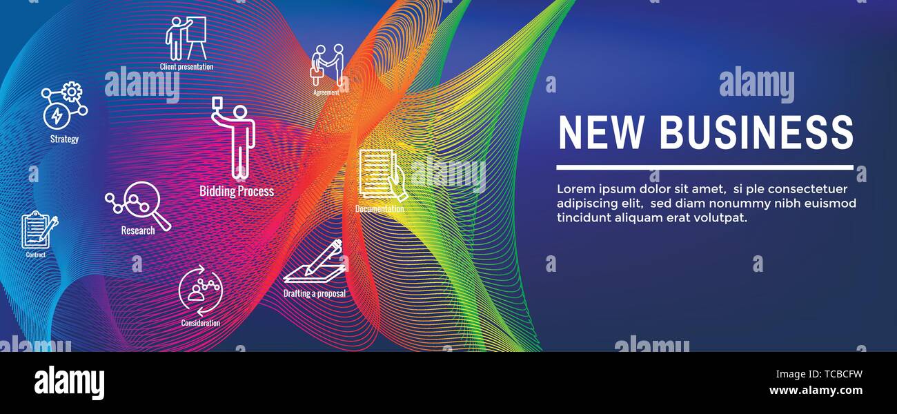 New Business Process Web Header Banner & Icon Set Stock Vector Image ...