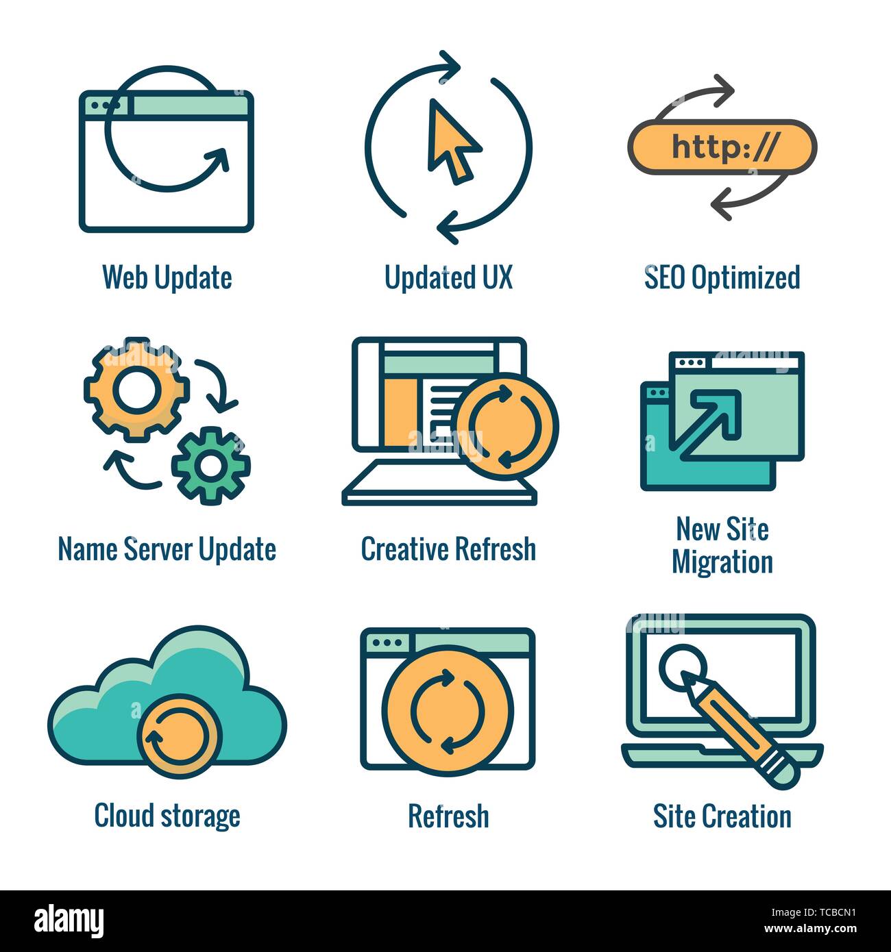 Website Update Icon Set - seo update, site creation, and name server ...
