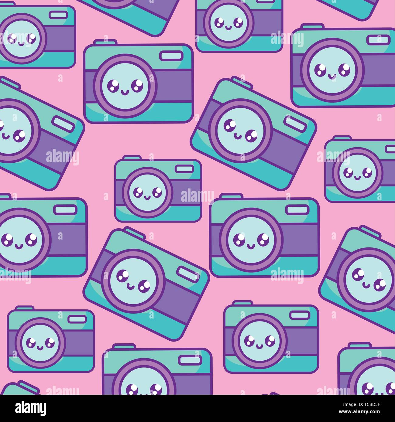 pattern of cameras photographics kawaii vector illustration design ...