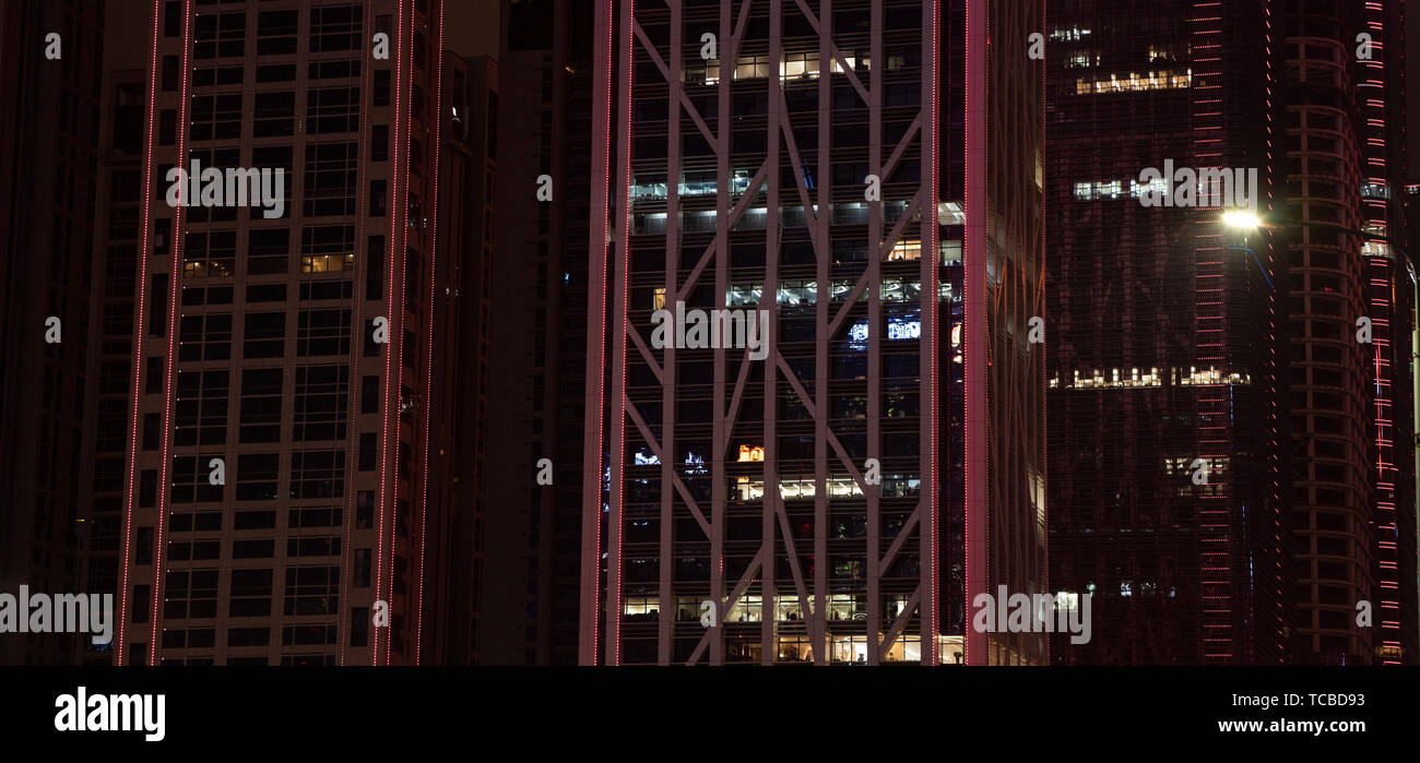 The modern building with lights, photo took at Futian, Shenzhen, China ...