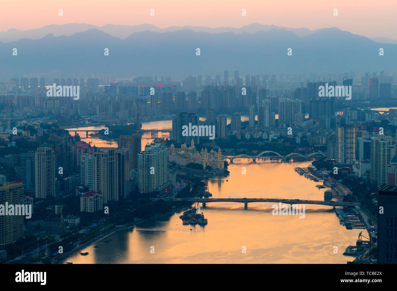 Night view of downtown Fuzhou Stock Photo - Alamy