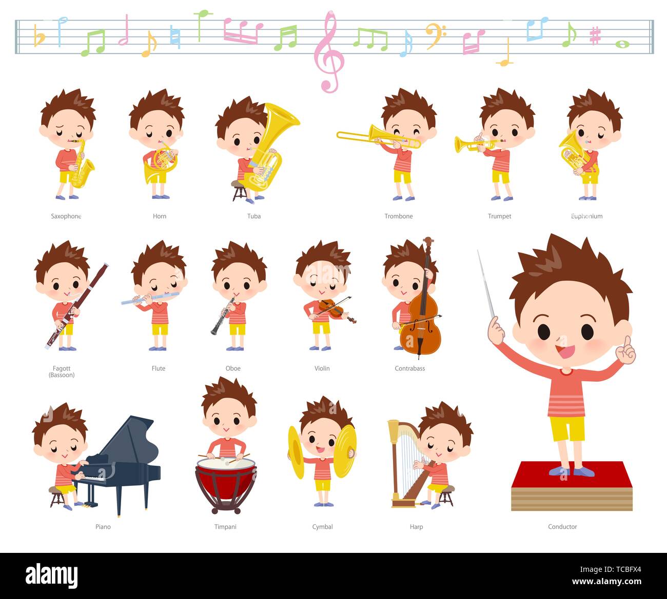 A set of boy on classical music performances.There are actions to play ...
