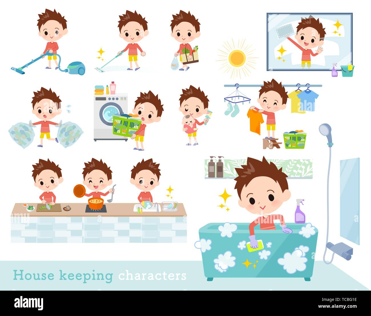 Toddler Boy Child Washing Up Kitchen High Resolution Stock Photography ...