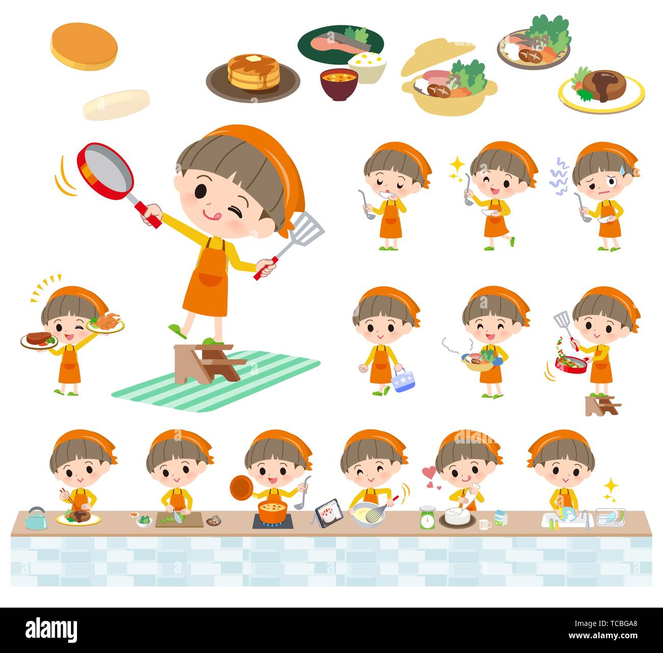 A set of boy about cooking.There are actions that are cooking in ...