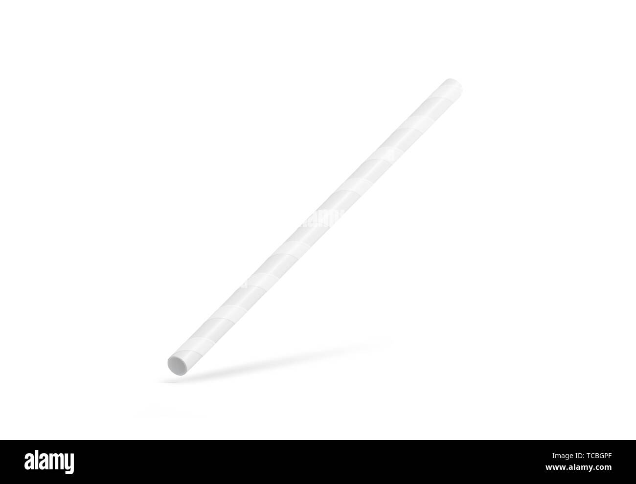 Blank white paper straw no gravity mockup isolated, 3d rendering. Clear ...