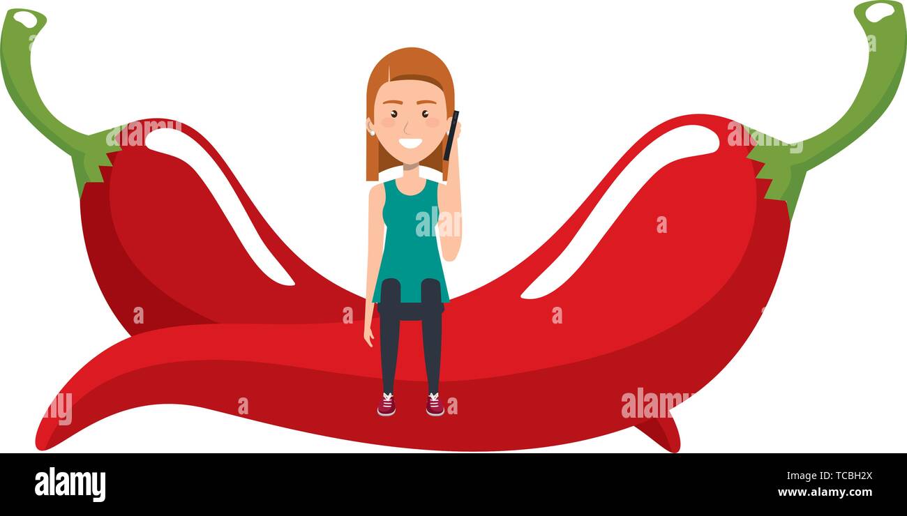 Girl eating chilli Stock Vector Images - Alamy