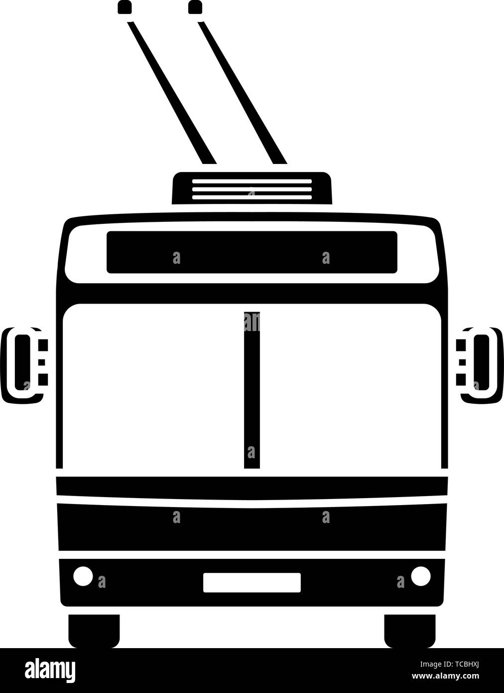 Trolleybus Icon Front View. Black on White. Vector Illustration Stock ...