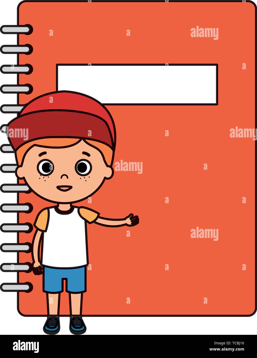 little boy student with notebook character Stock Vector Image & Art - Alamy