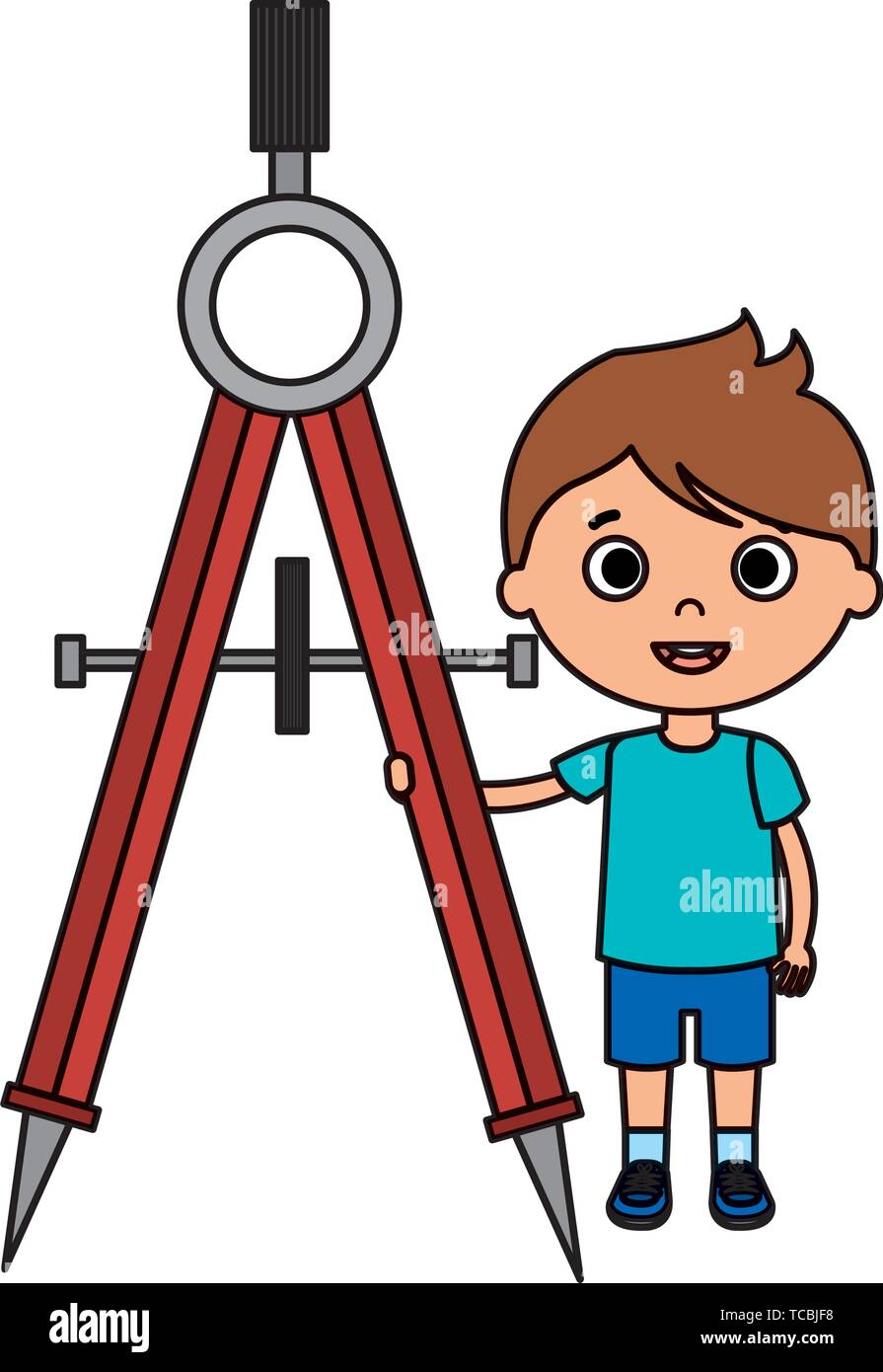 little boy student with compass character Stock Vector Image & Art - Alamy