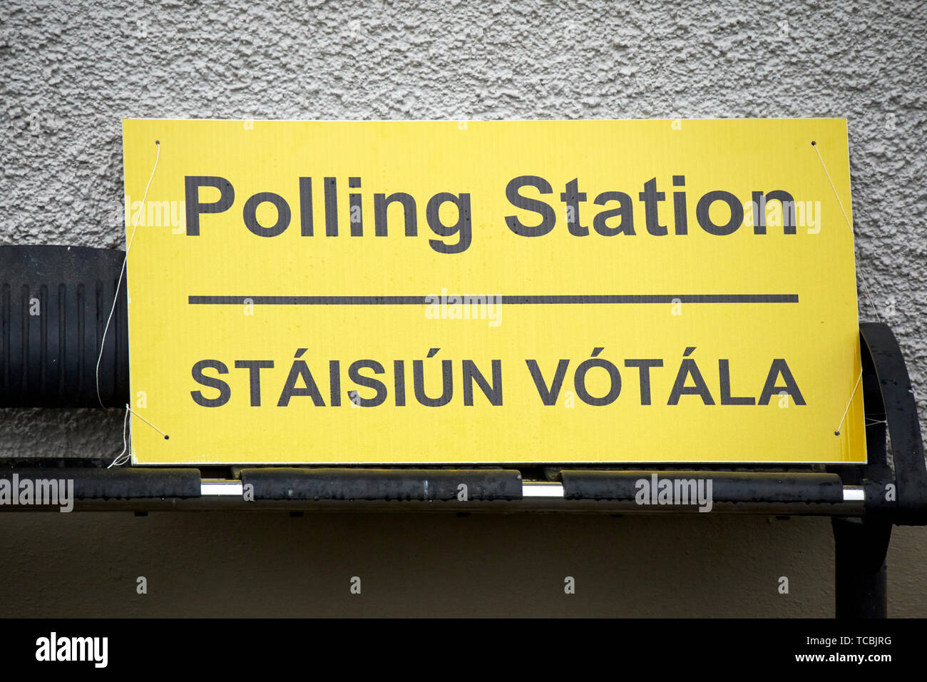 bilingual irish english polling station sign outside an irish school ...