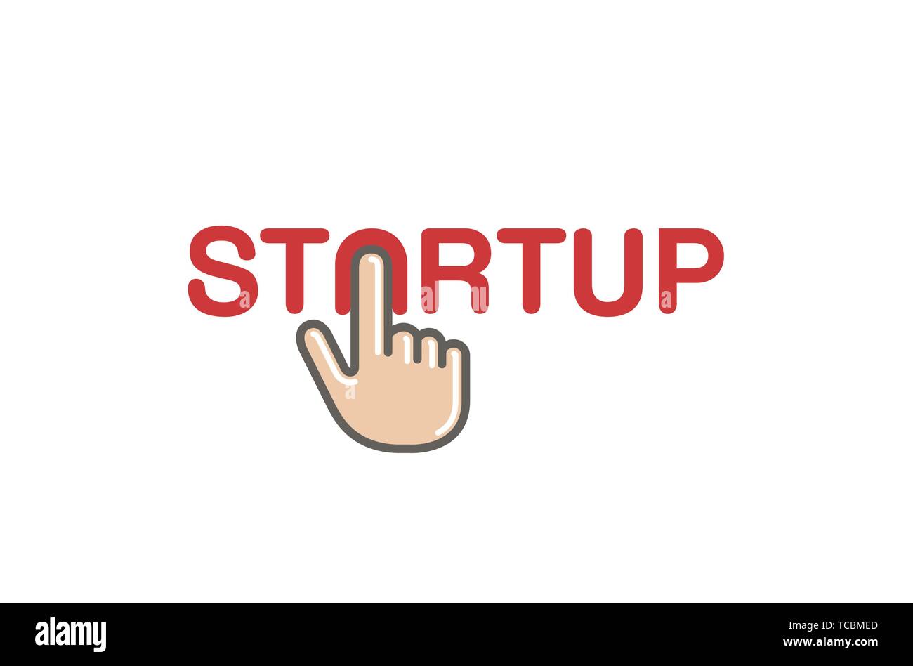 Start up Click Hand Text Letter Logo Vector Symbol Design Illustration ...
