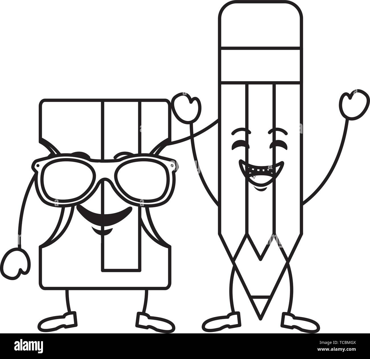 cute sharpener and pencil kawaii characters Stock Vector Image & Art ...