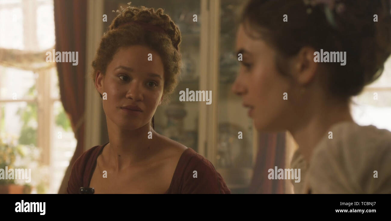 London.UK. Ayoola Smart and Lily Collins in ©BBC TV production,Les ...
