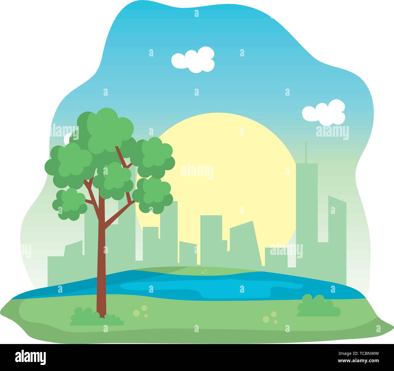 landscape park with lake scene icon Stock Vector Image & Art - Alamy